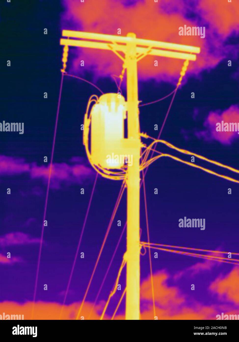Thermogram - Telephone pole with transformer - The colors show ...
