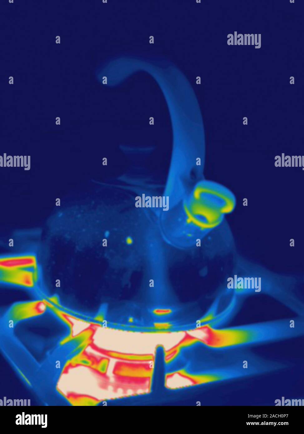 Thermogram - Kettle on gas burner - The colors show temperature ...