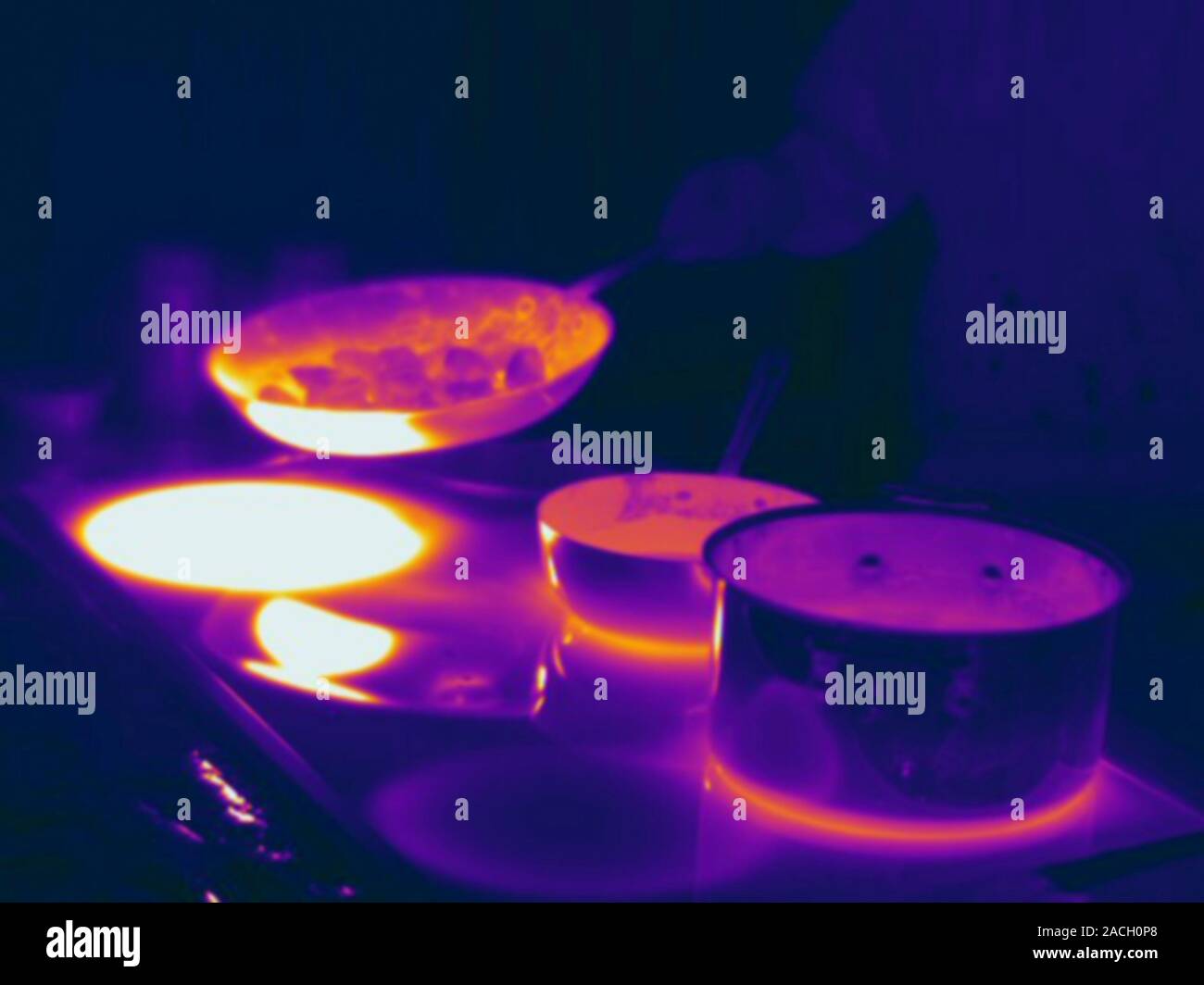 Thermogram - Chef at work - The colors show temperature variation. The ...
