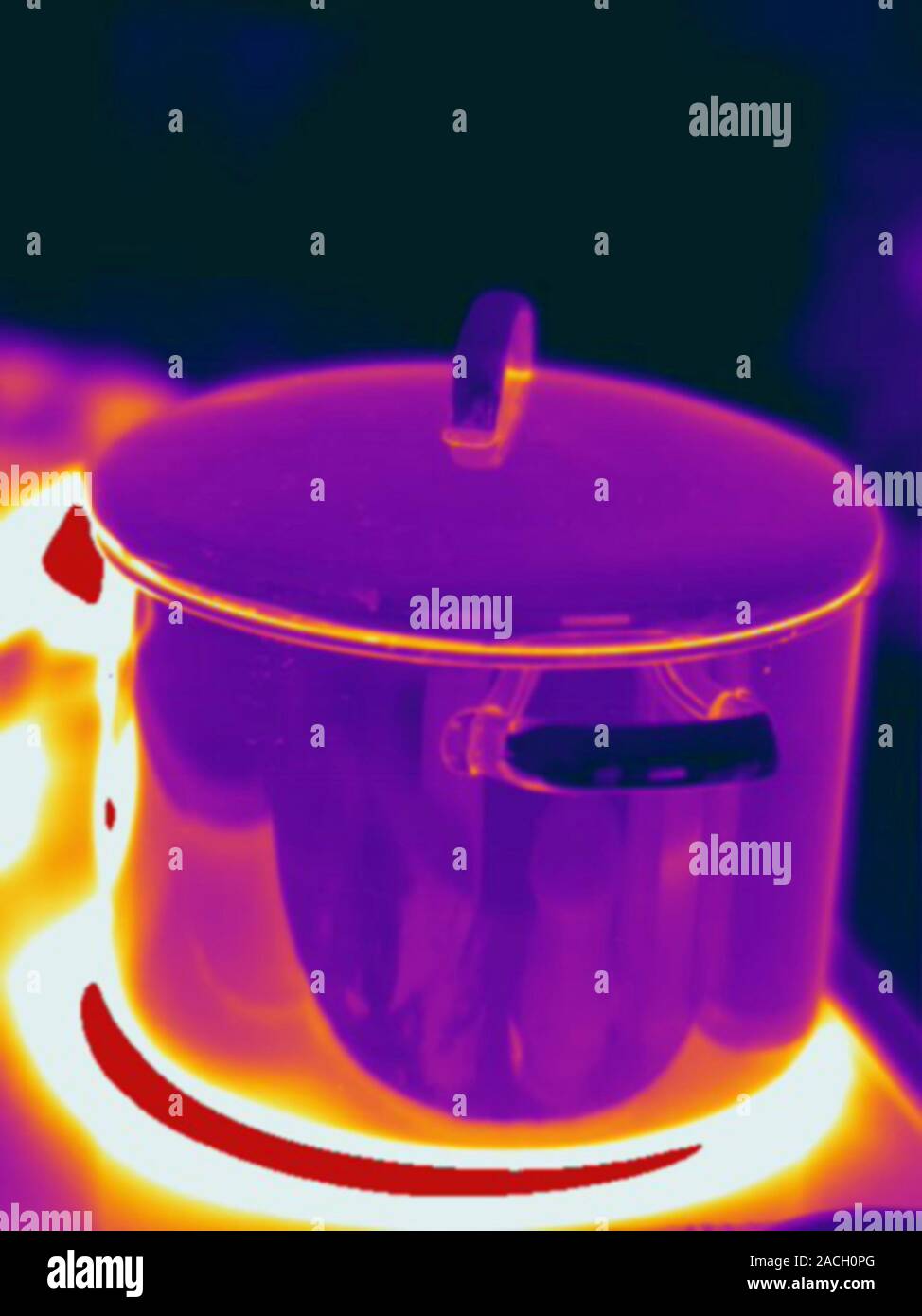 Thermogram - Stovetop in use - The colors show temperature variation ...