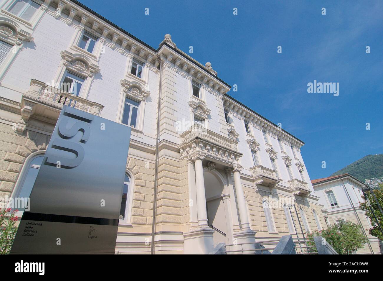 Lugano, Ticino, Switzerland - 21st August 2019 : Main building of the ...