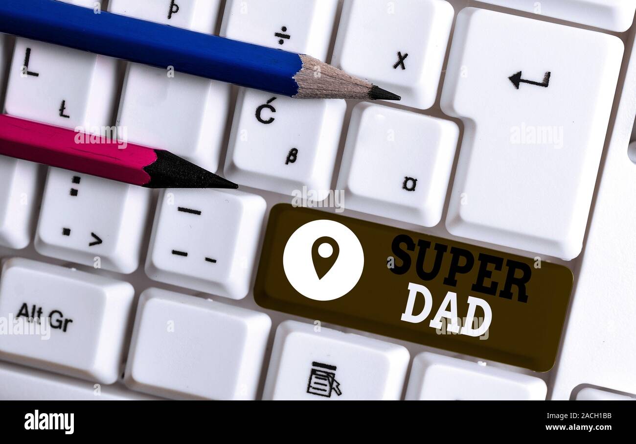 Handwriting text Super Dad. Conceptual photo Children idol and super ...