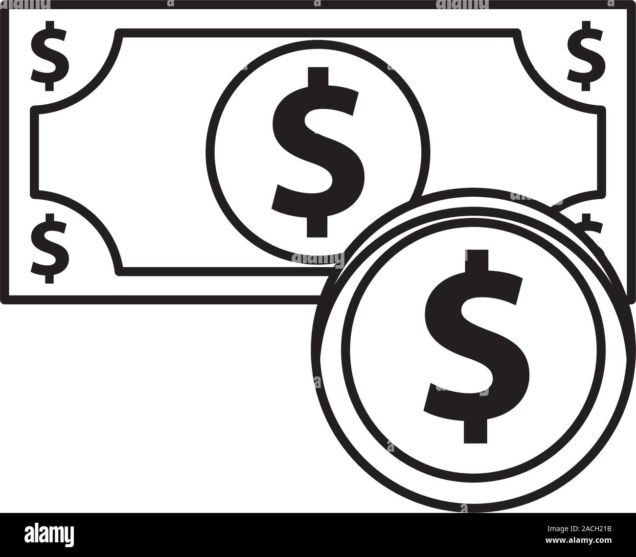 bill and coin money dollars icon Stock Vector Image & Art - Alamy