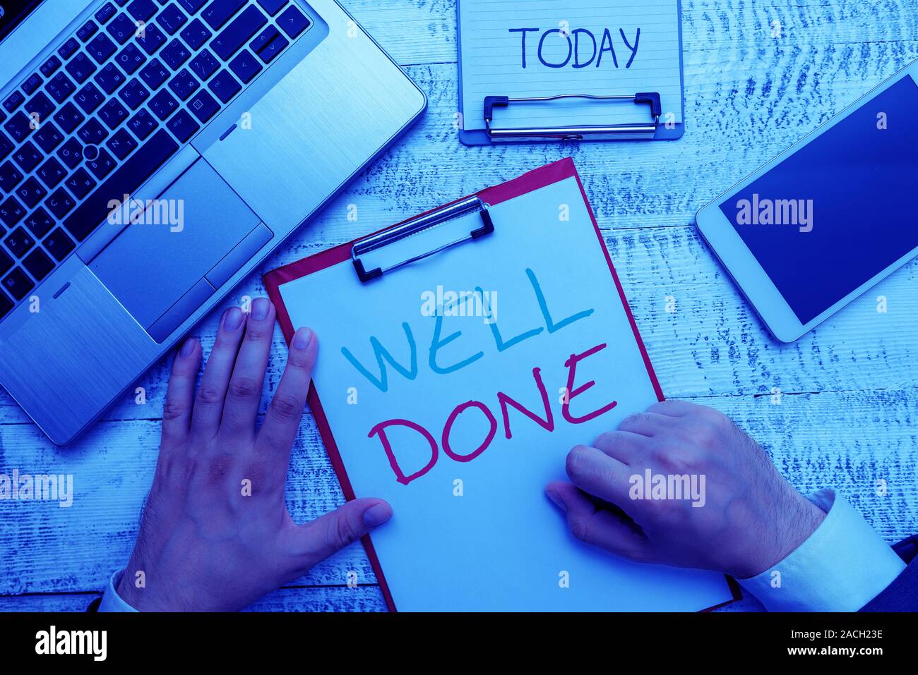 Text sign showing Well Done. Business photo showcasing Peform ...