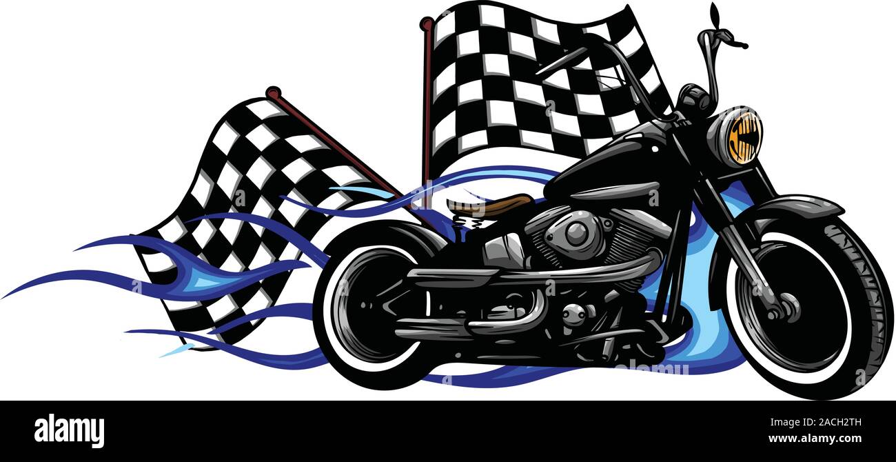vector illustration Flaming Bike Chopper Ride Front View Stock Vector ...