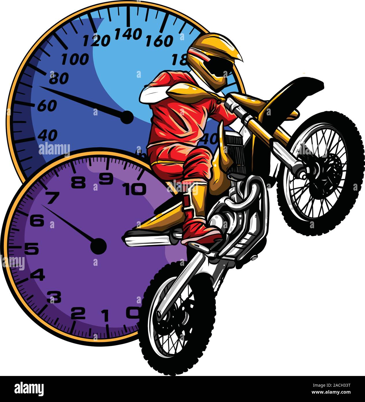 motocross rider ride the motocross bike vector illustration Stock ...