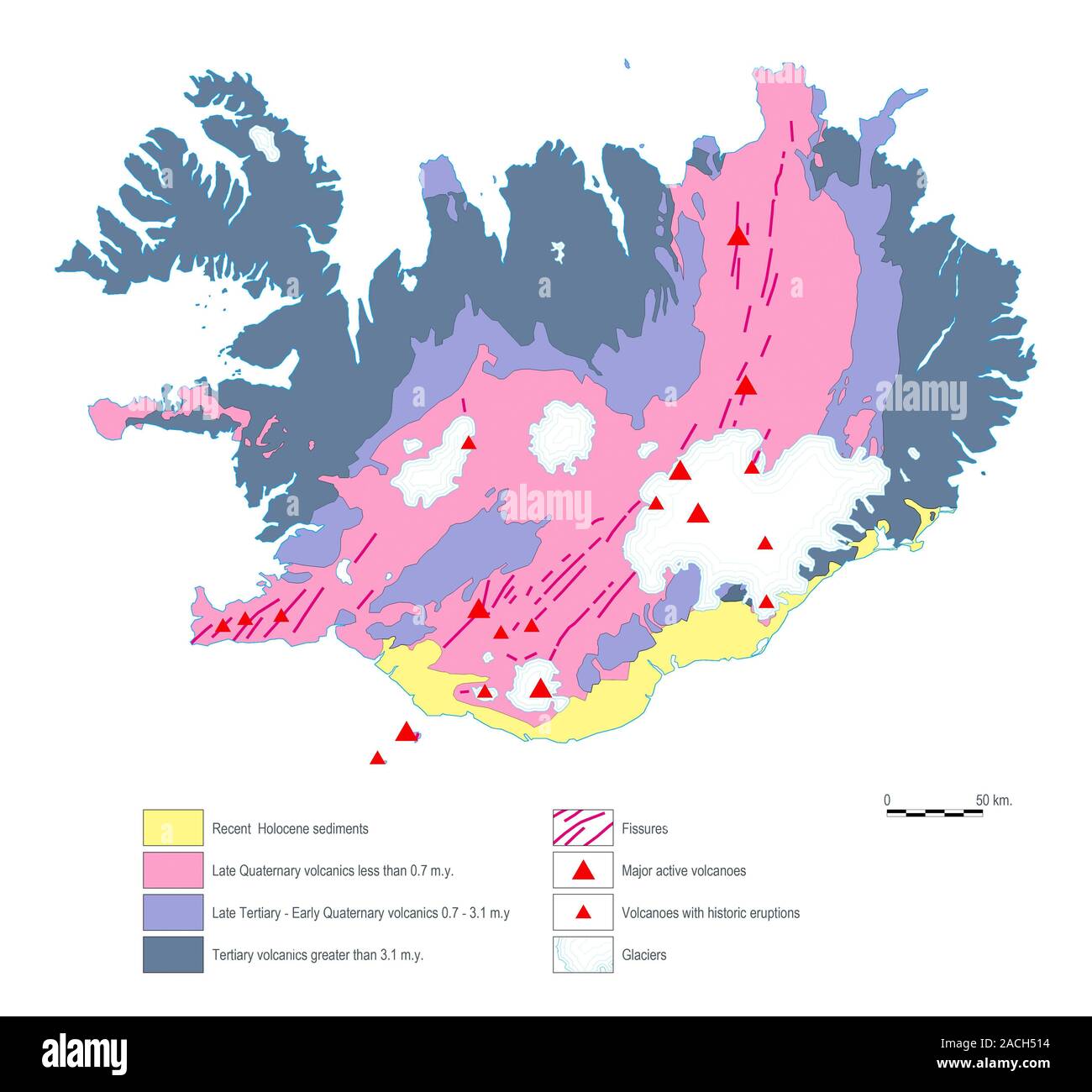Geological map of Iceland. Map of Iceland showing a number of ...