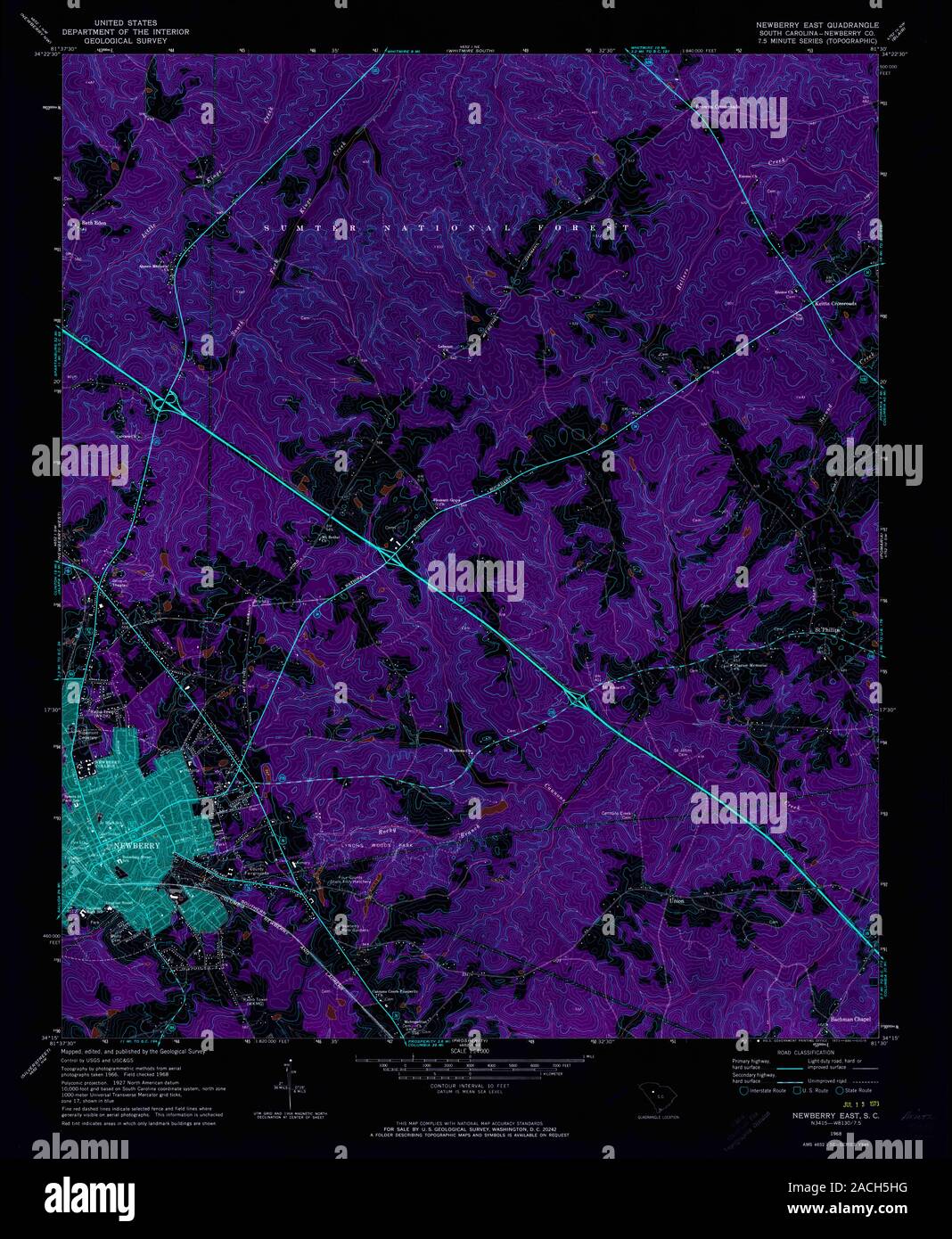 USGS TOPO Map South Carolina SC Newberry East 261349 1968 24000 ...