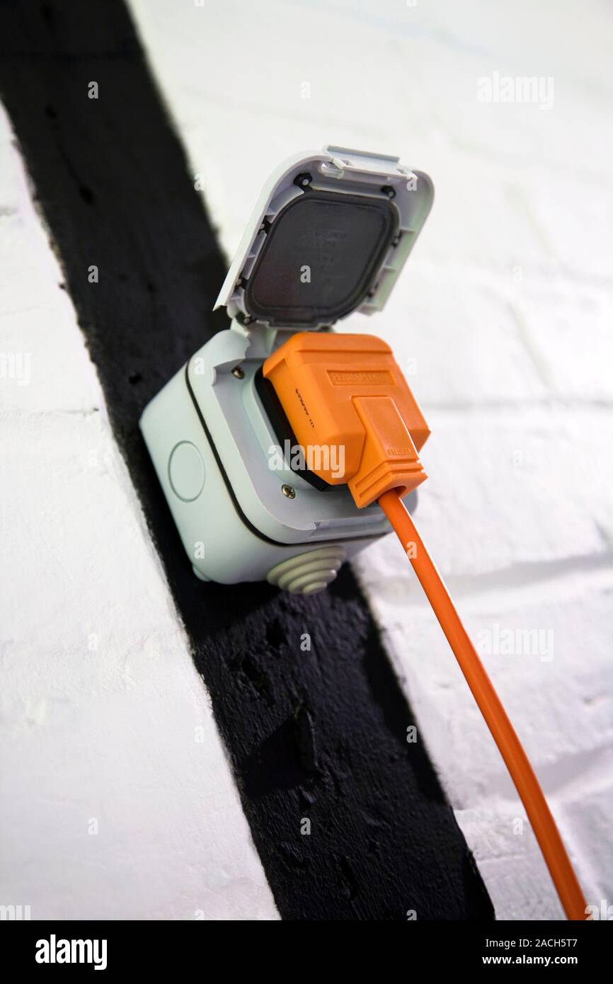 Weatherproof single socket outlet for AC mains (13A 230V) designed for ...