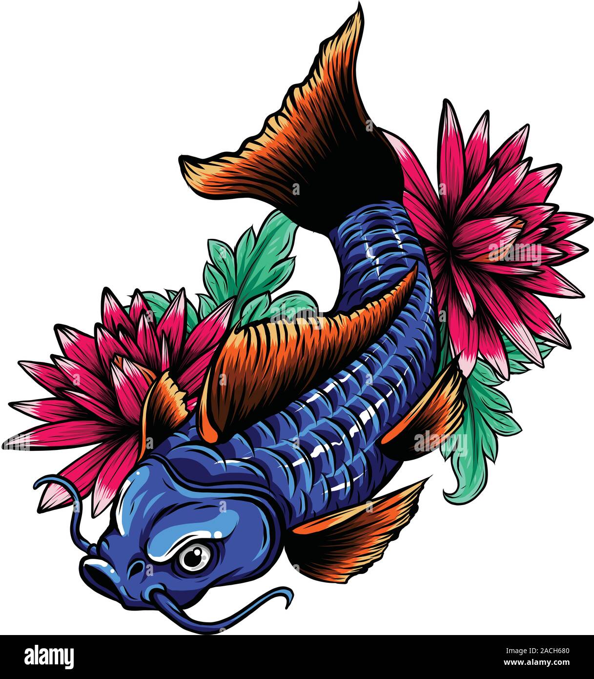 drawn chinese fish swimming in the water Stock Vector Image & Art - Alamy