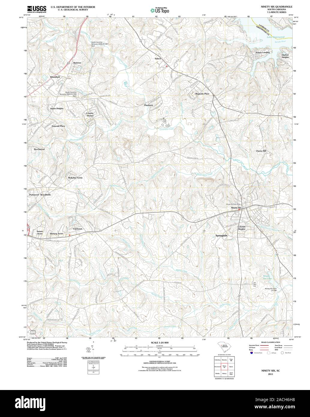 USGS TOPO Map South Carolina SC Ninety Six 20110823 TM Restoration ...