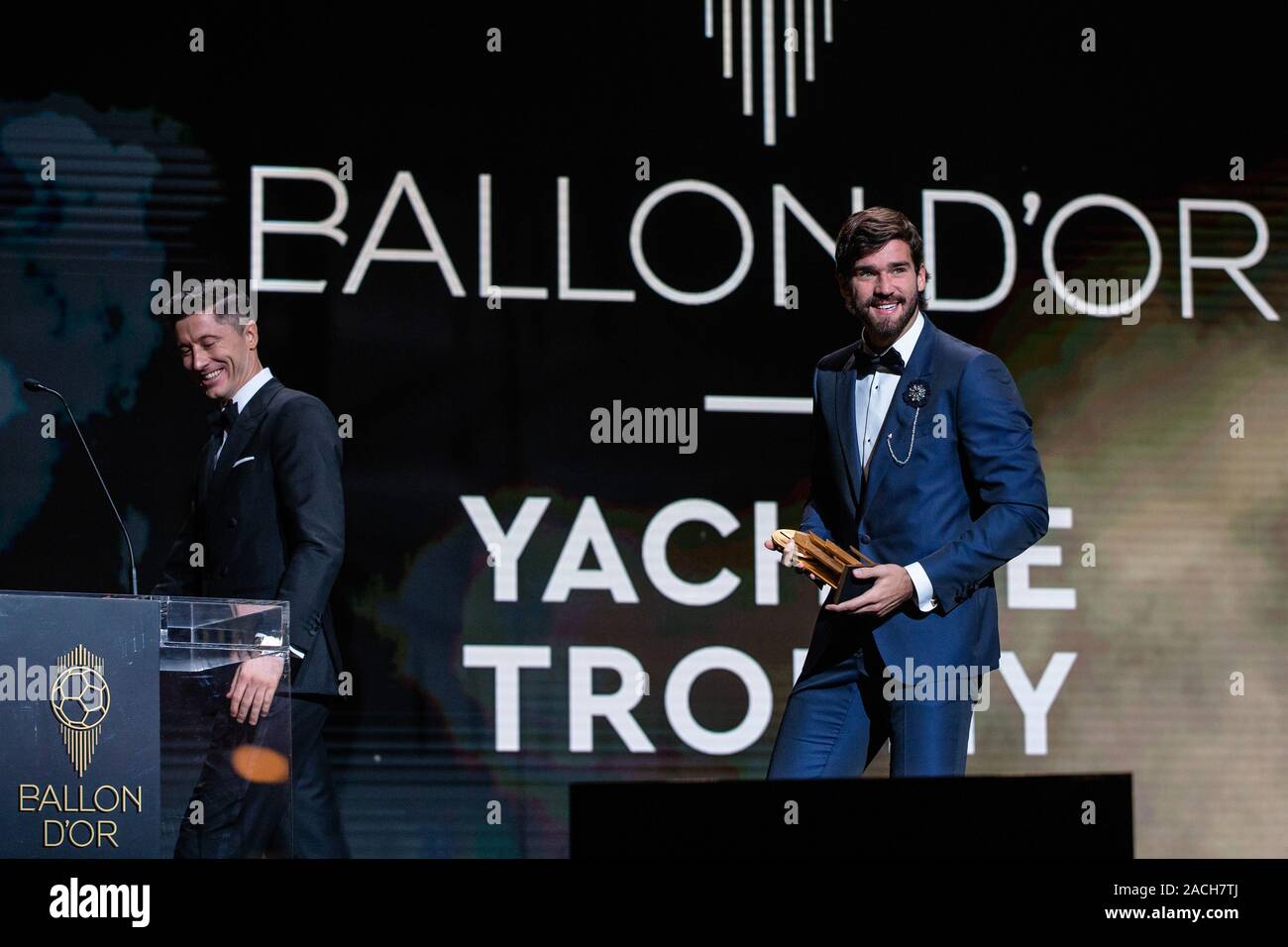 Paris, France. 2nd Dec, 2019. Liverpool's Brazilian goalkeeper Alisson ...