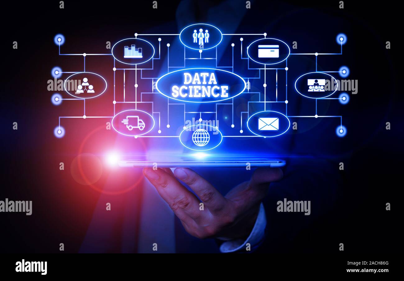 Conceptual hand writing showing Data Science. Concept meaning multidisciplinary field that uses ...