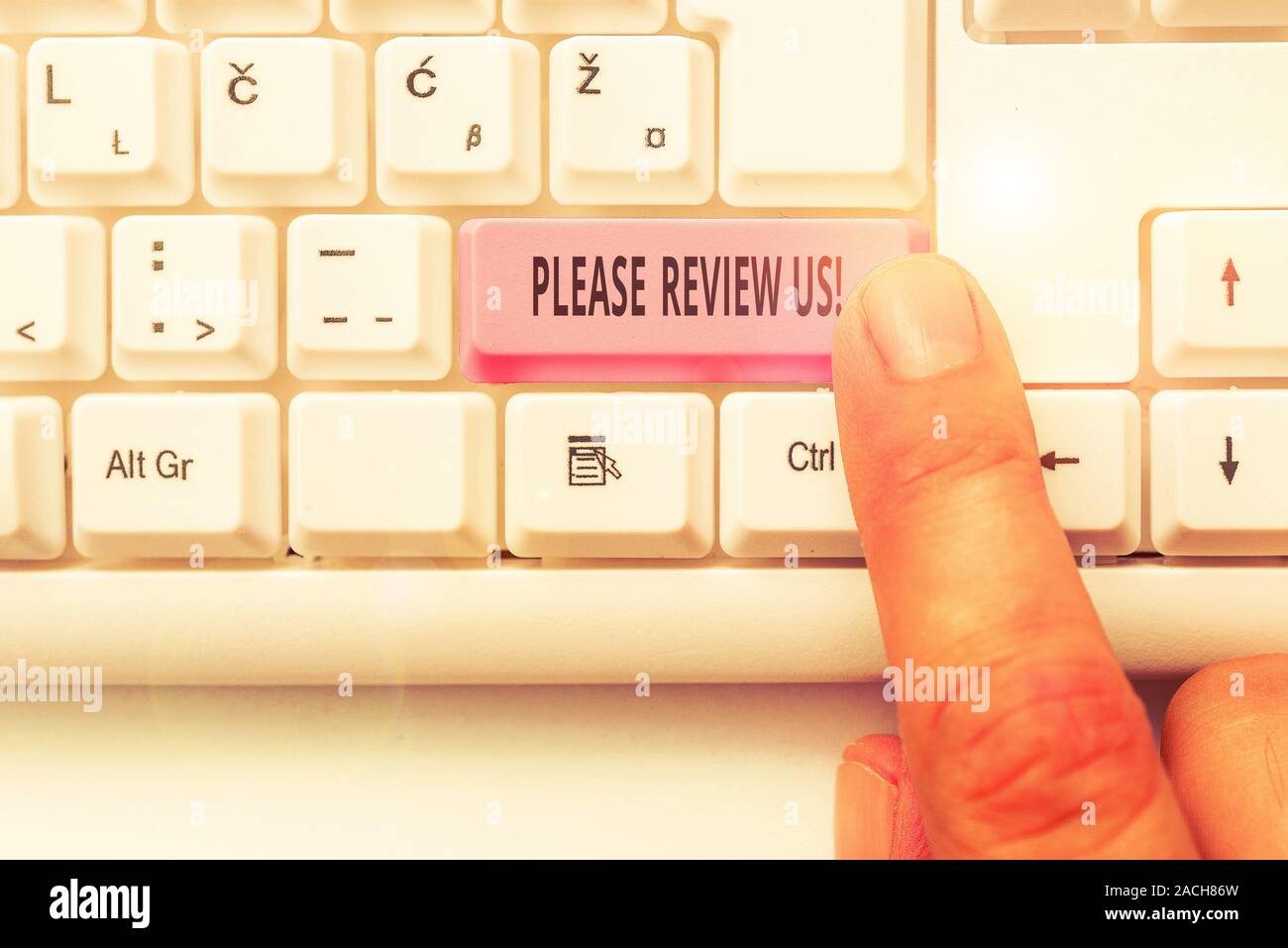 Text sign showing Please Review Us. Business photo showcasing situation ...