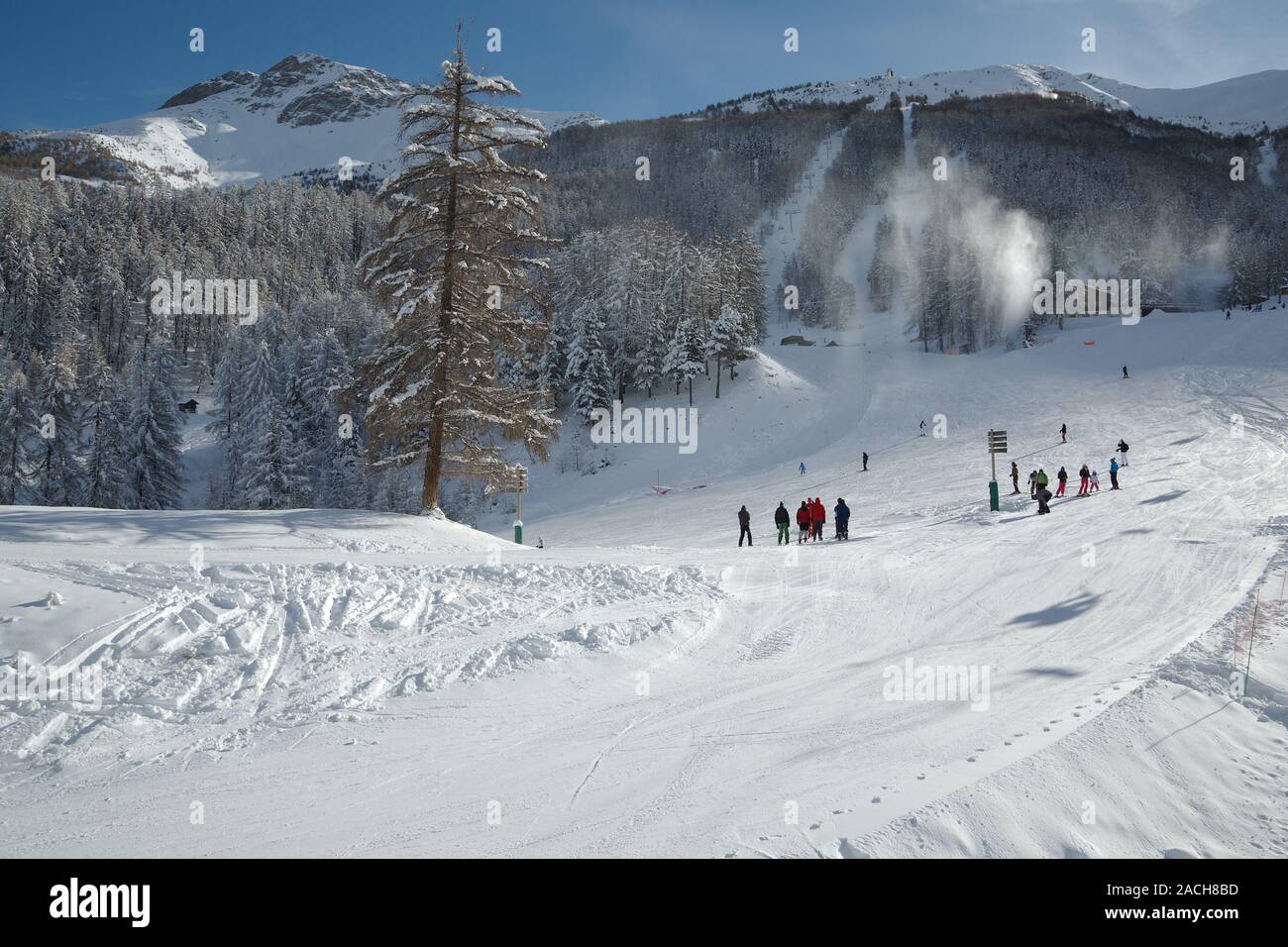 Skiing slopes from the top Stock Photo - Alamy