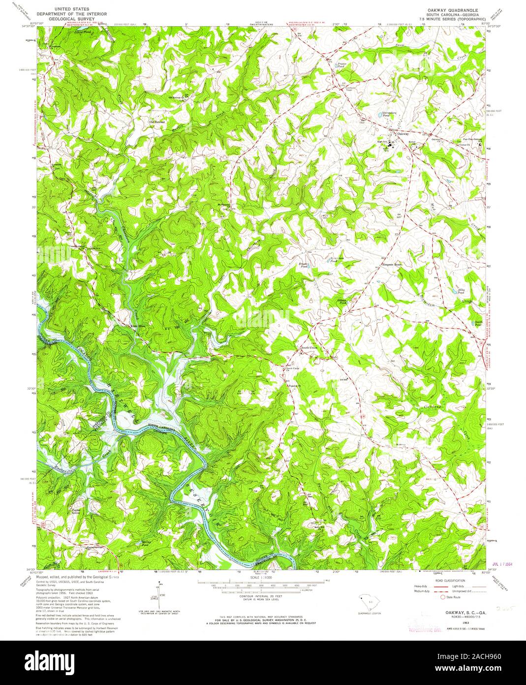 USGS TOPO Map South Carolina SC Oakway 261380 1963 24000 Restoration ...