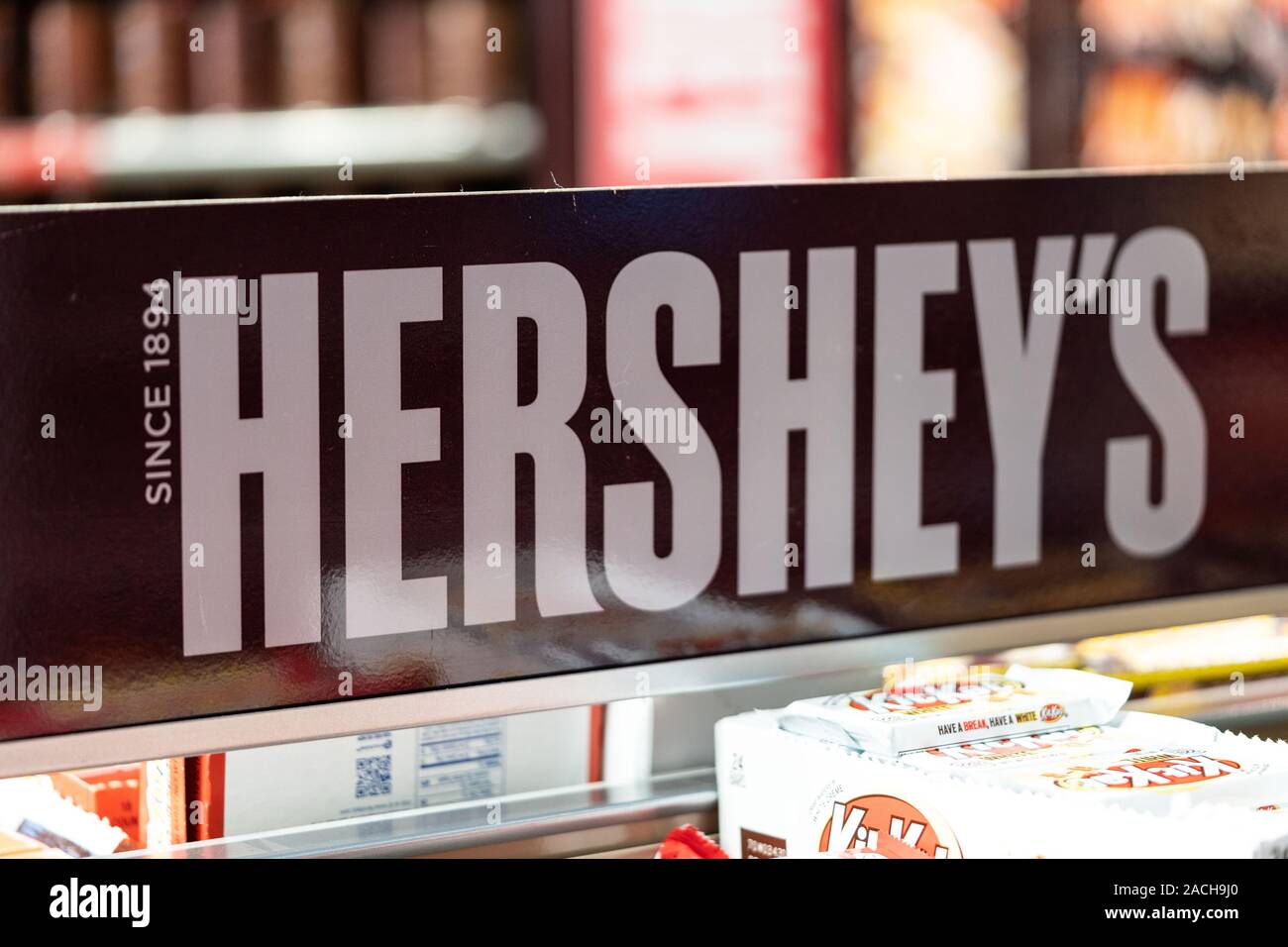 Hershey, PA / USA - November 26, 2019: The iconic Hershey’s Logo Sign ...