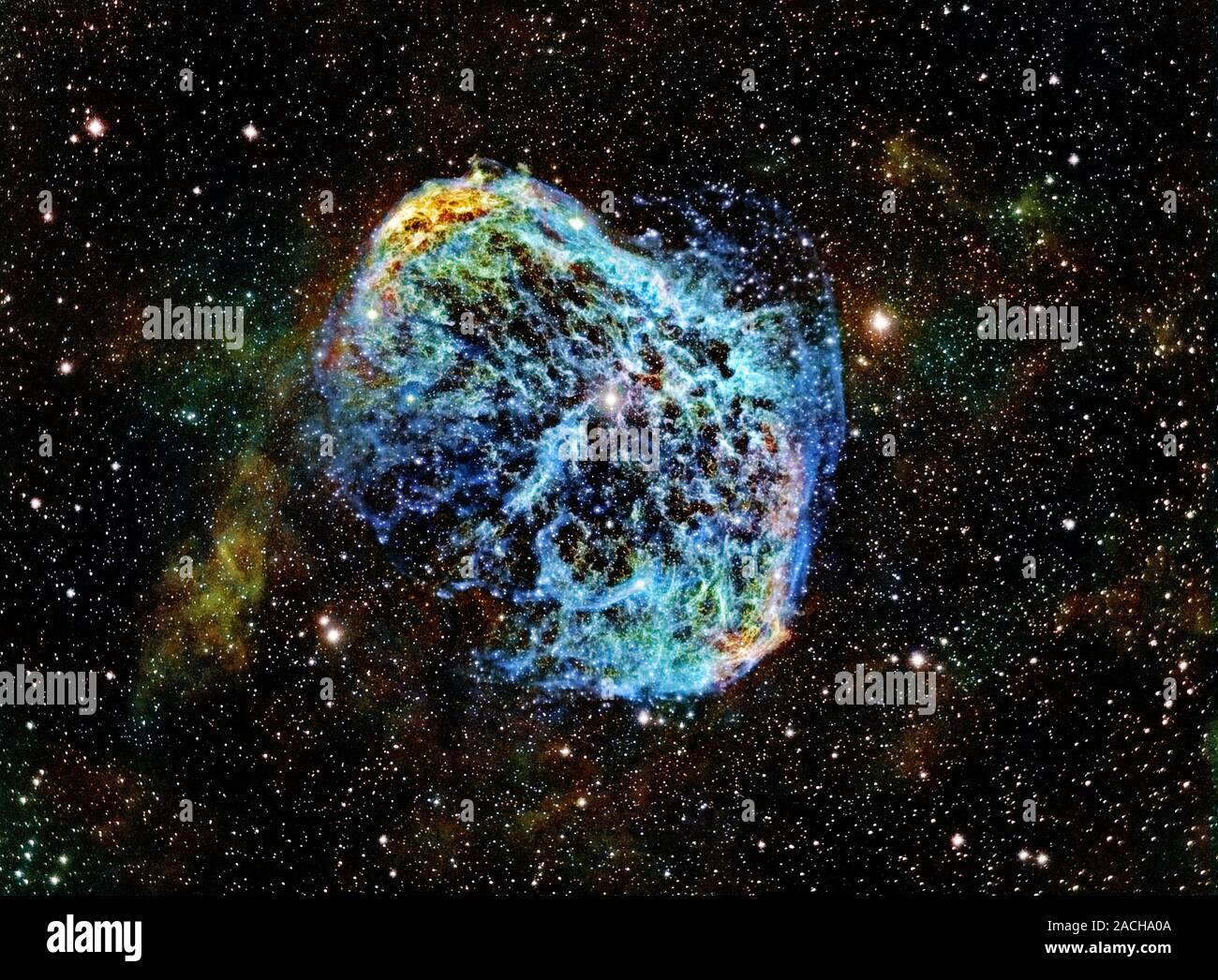 Crescent nebula (NGC 6888). The nebula is a glowing shell of gas cast ...