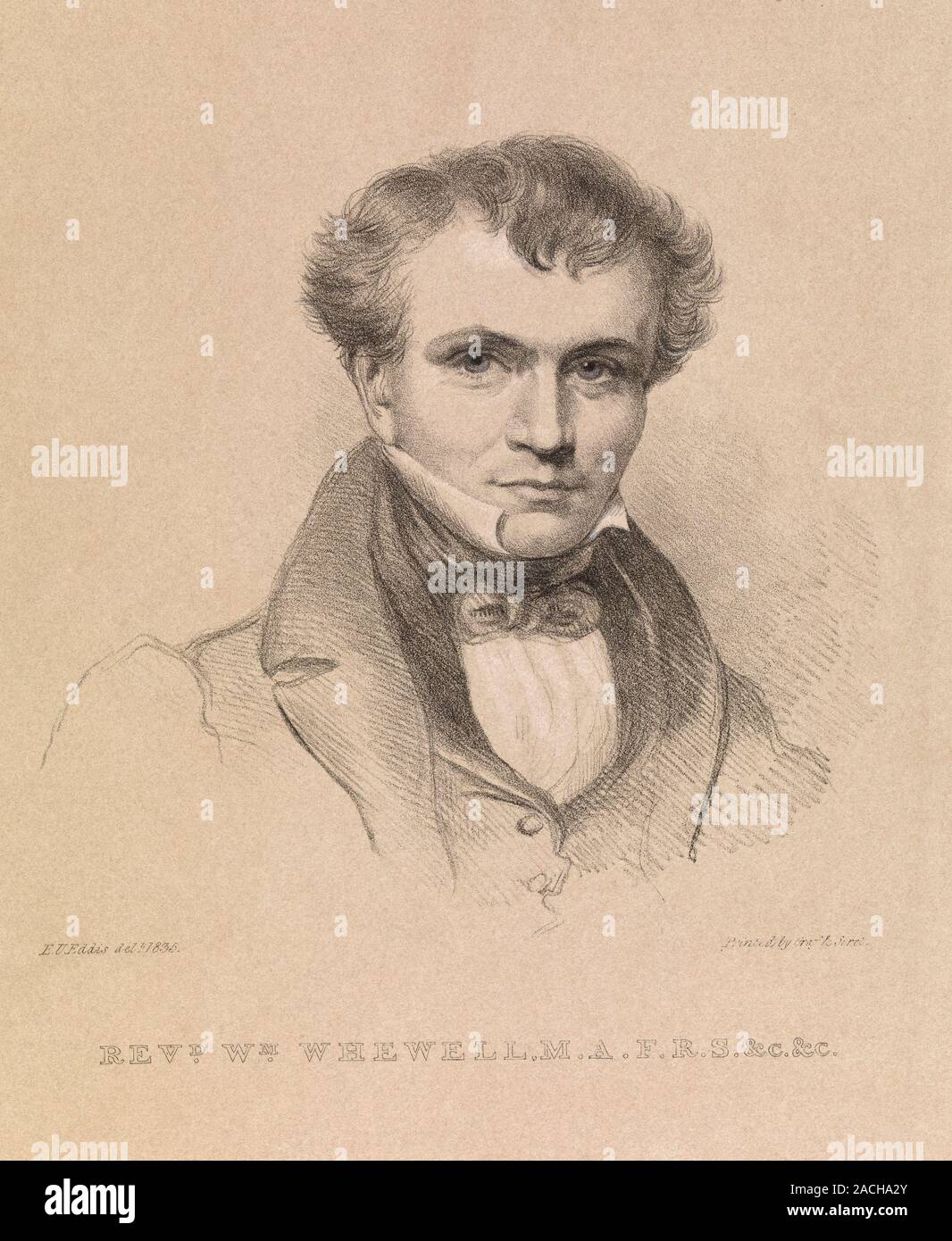 William Whewell. Portrait of the British polymath William Whewell (1794-1866). Whewell was the ...