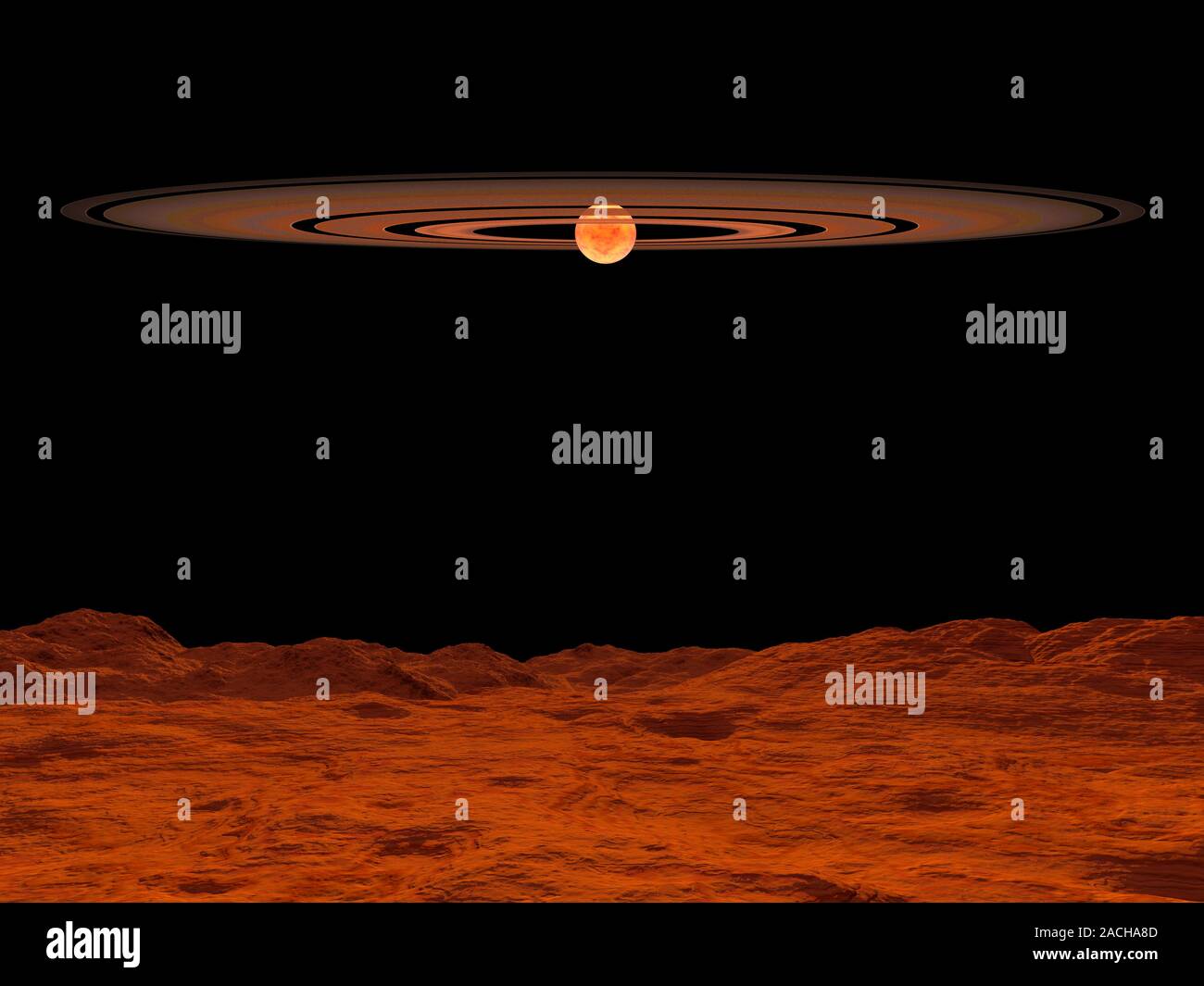 Alien landscape. Computer artwork of a view across a hypothetical ...