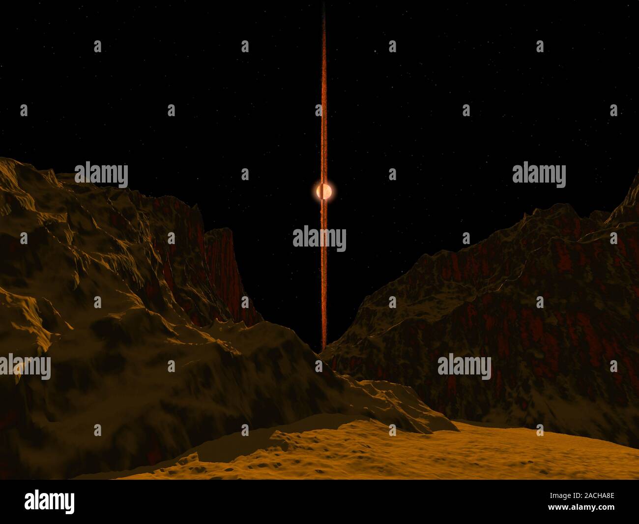 Alien landscape. Computer artwork of a view across a hypothetical ...