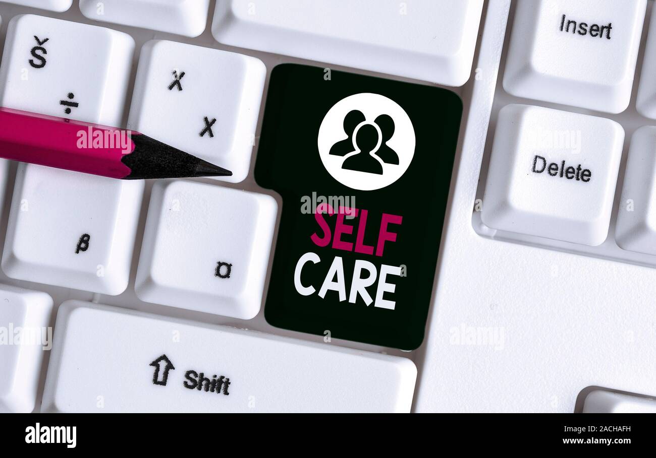 Text sign showing Self Care. Business photo text Give comfort to your ...
