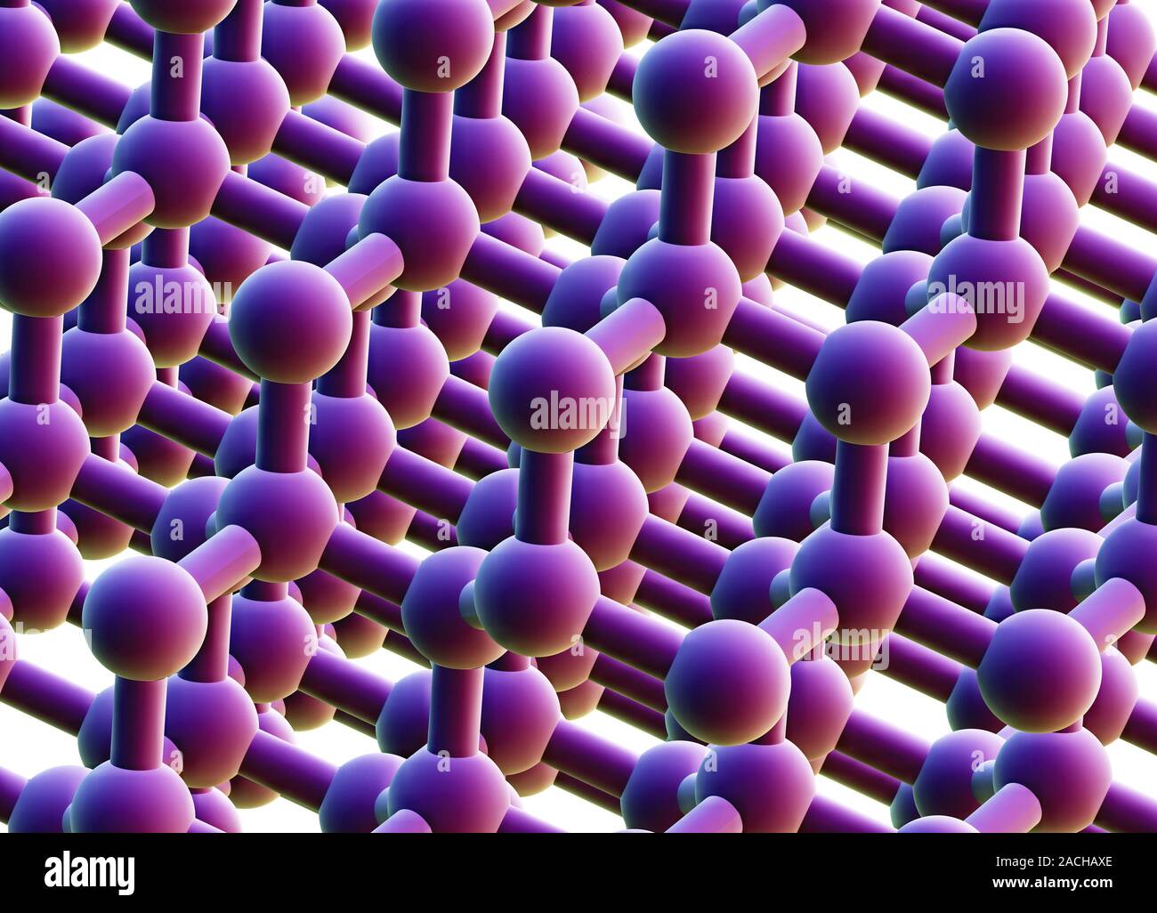 Computer-generated 3D ball-and-stick model of the diamond crystalline ...