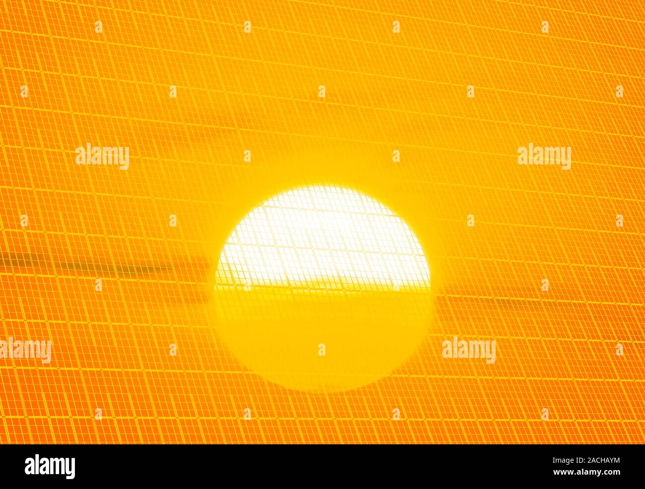 Sunset reflection on solar panel. Artwork of a solar panel with a ...