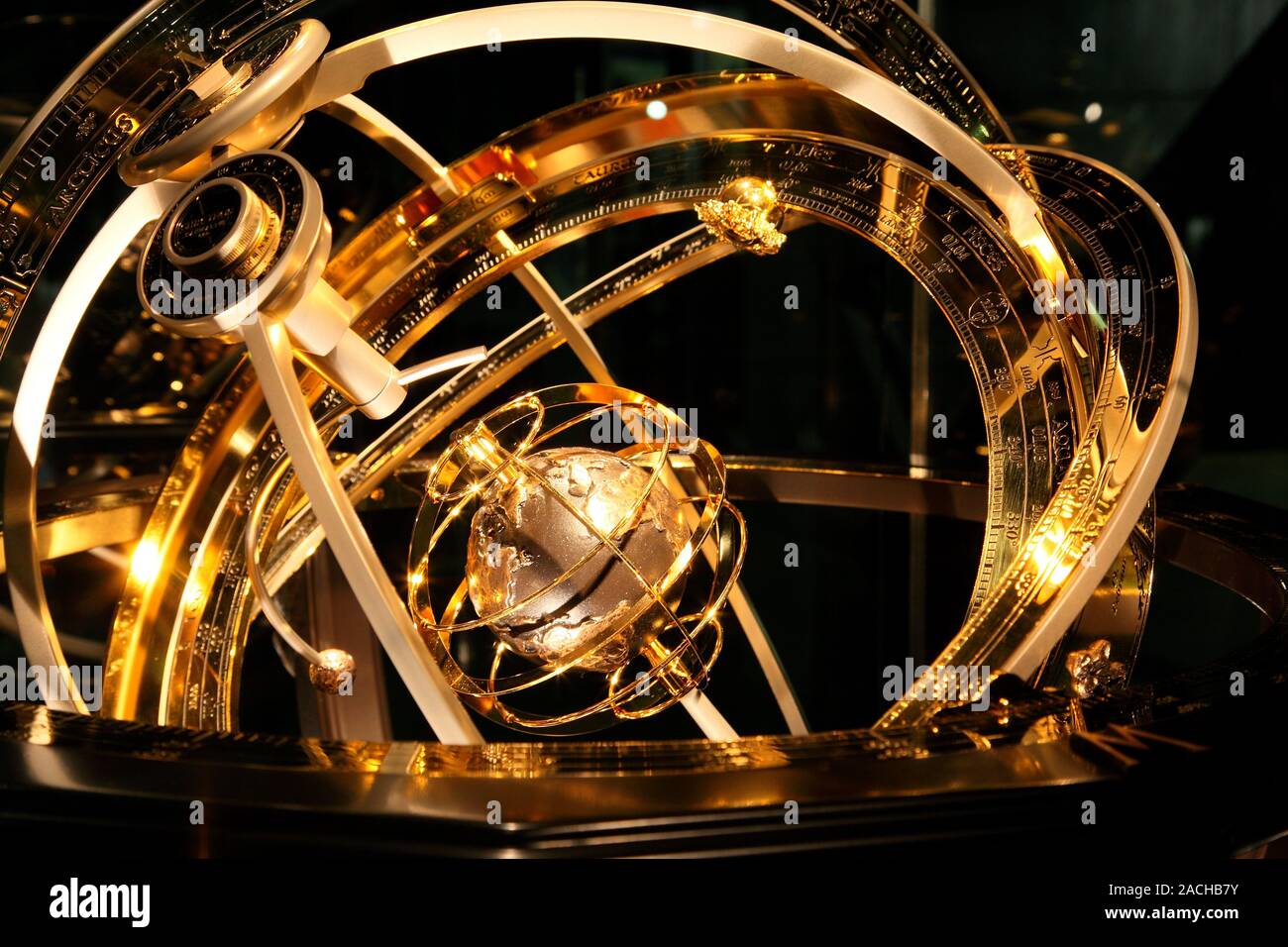 Armillary sphere. This astronomical device shows the circles of the ...