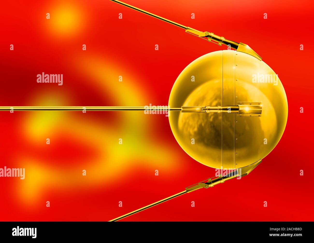 Sputnik 1, artwork. This Soviet spacecraft, the first ever spacecraft ...