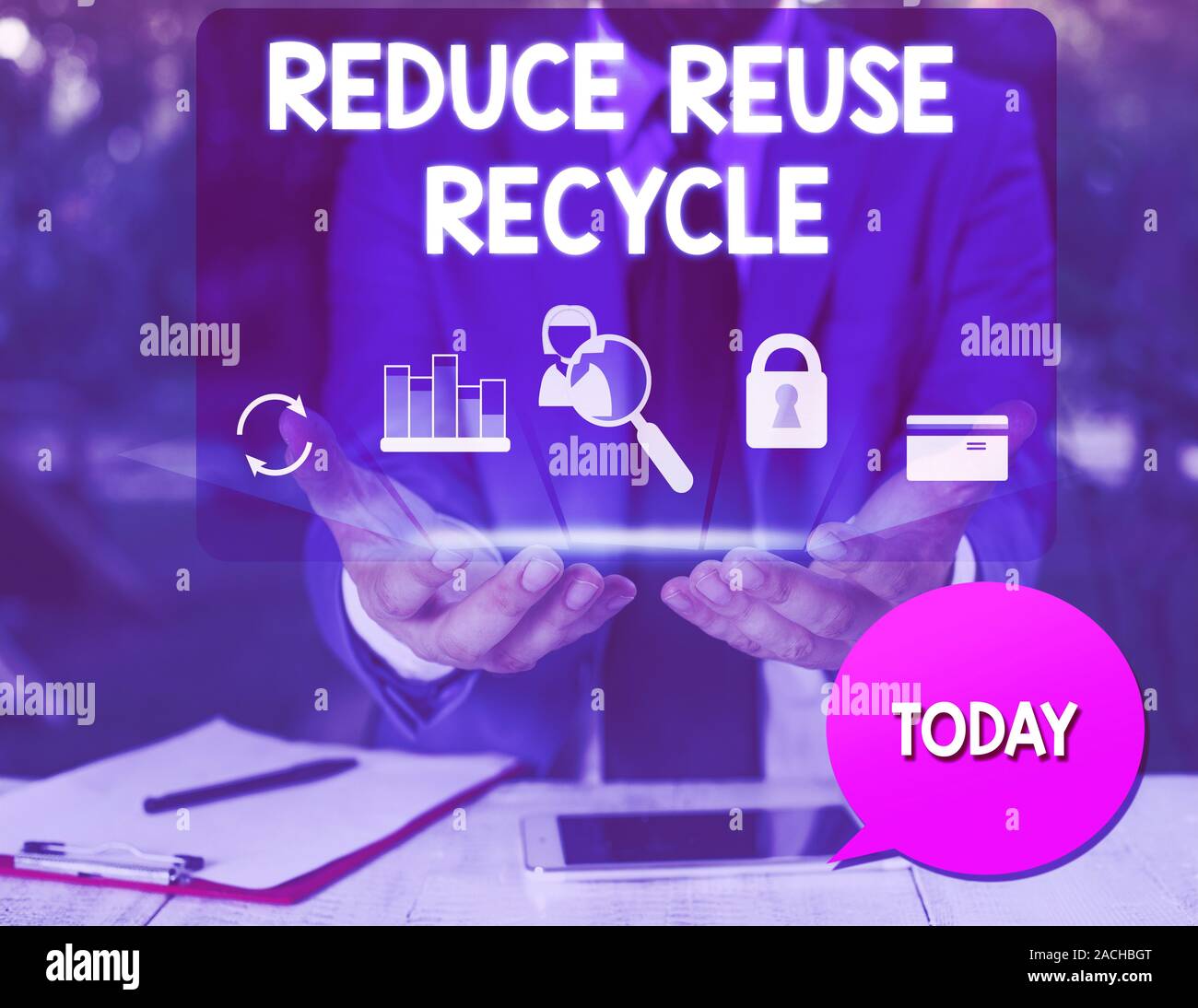 Text sign showing Reduce Reuse Recycle. Business photo text ...