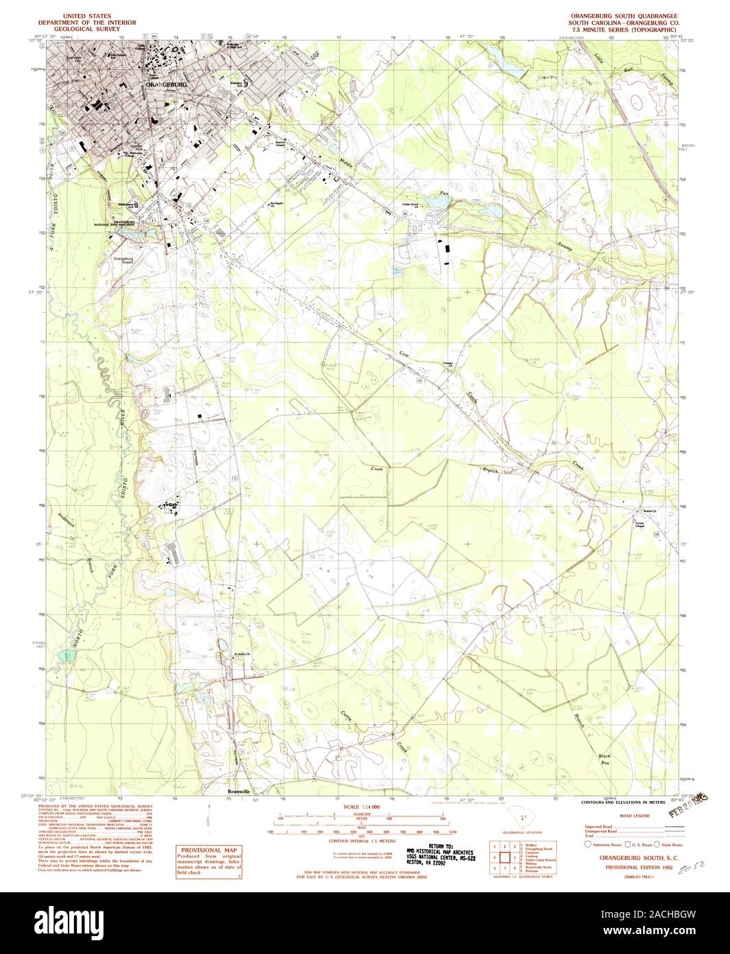 USGS TOPO Map South Carolina SC Orangeburg South 261402 1982 24000 ...