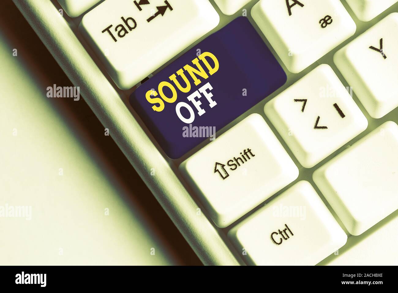 Conceptual hand writing showing Sound Off. Concept meaning To not hear ...