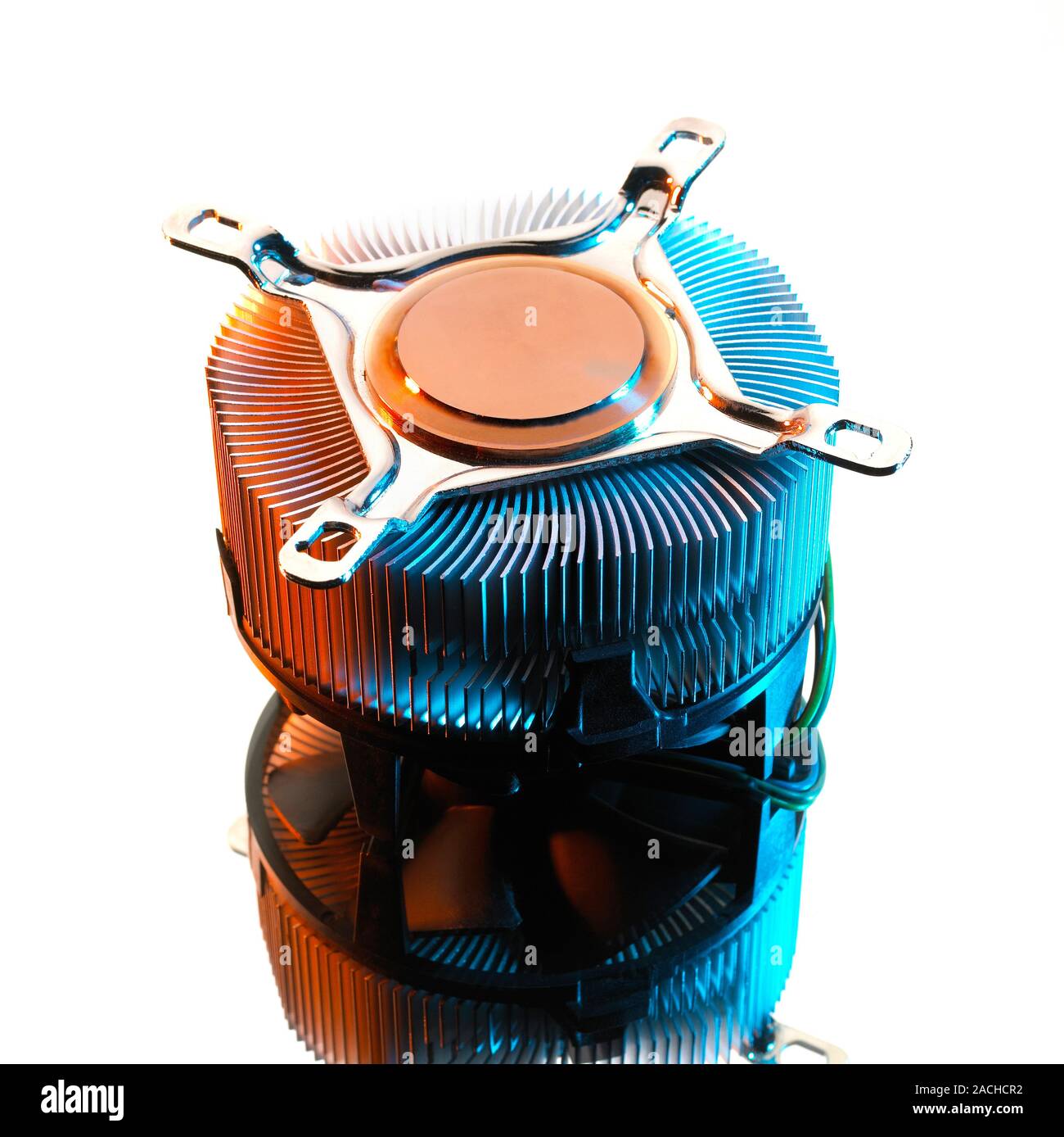 Computer fan. This fan cools a computer's central processing unit (CPU ...