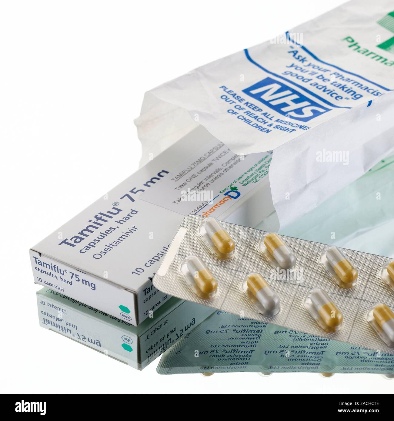 Tamiflu influenza drug. Tamiflu (oseltamivir) capsules in a blister ...