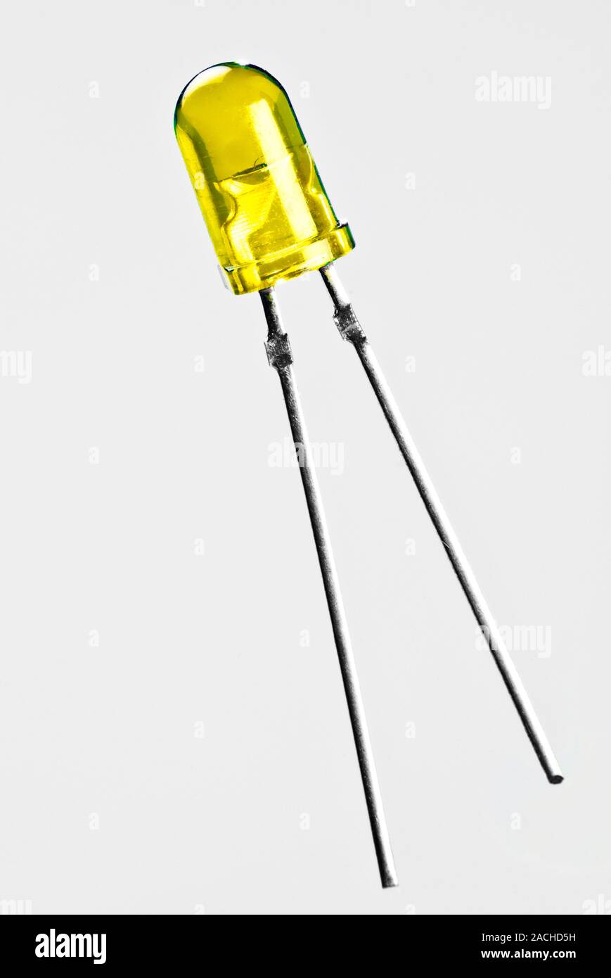 Yellow light emitting diode. Light emitting diodes (LEDs) are made of two thin film layers of ...