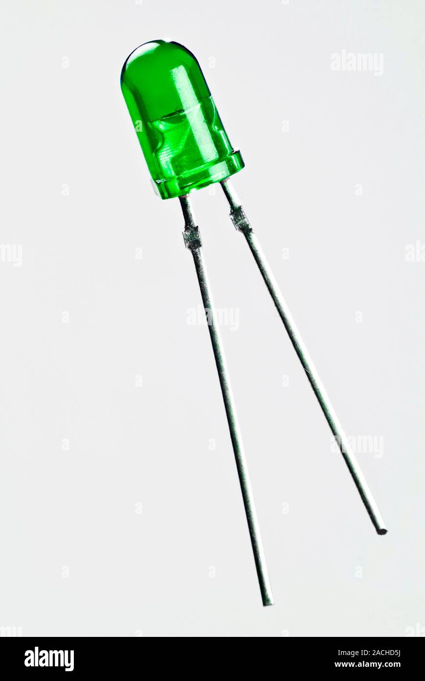 Green light emitting diode. Light emitting diodes (LEDs) are made of ...