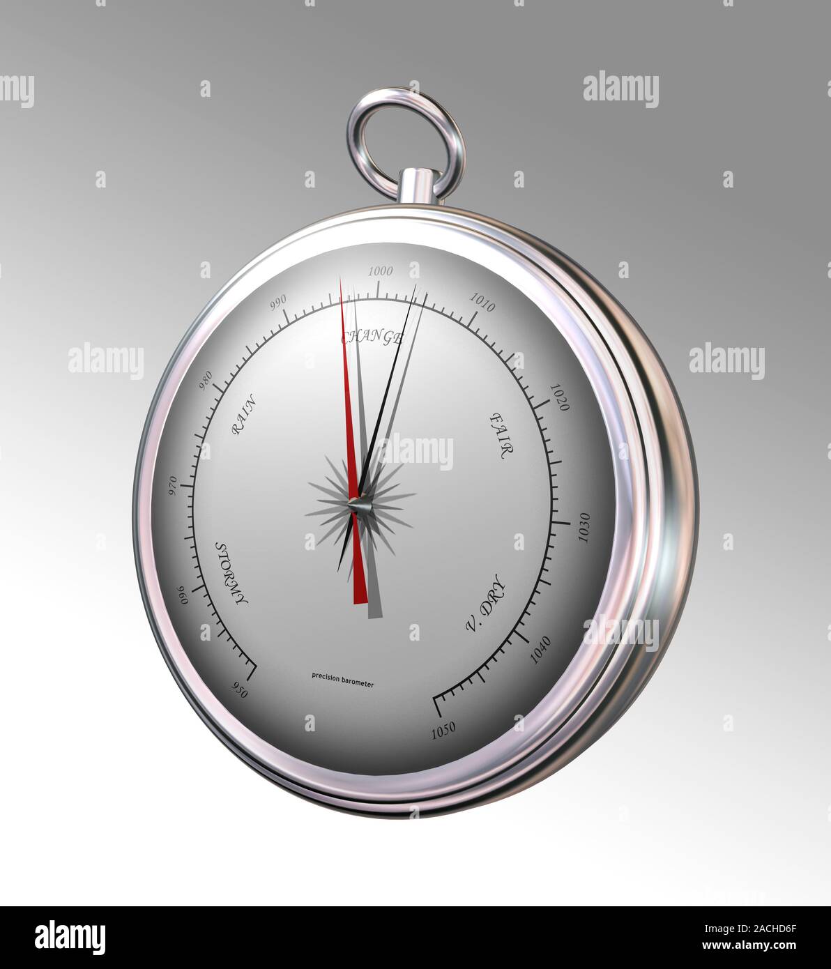 Computer illustration of a barometer. A barometer is a device used to ...