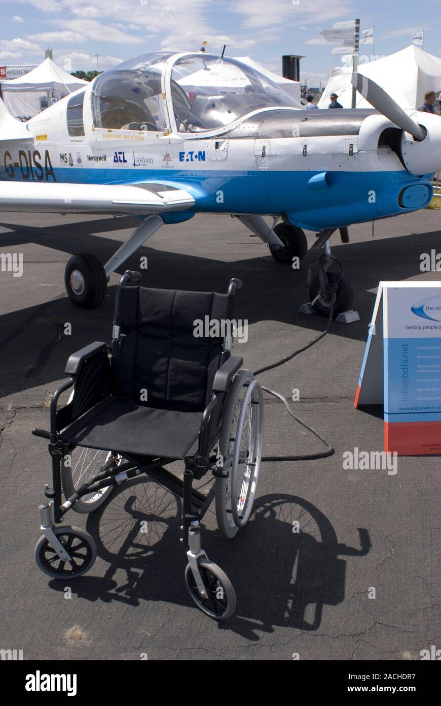 Light aircraft specially adapted for disabled users Stock Photo - Alamy