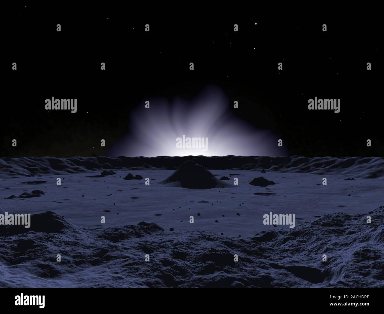 Sunset on Mercury. Artwork showing the Sun's corona on Mercury's ...