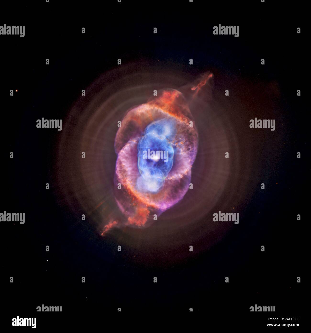 Cat's eye planetary nebula. Combined Hubble Space Telescope (HST) and ...