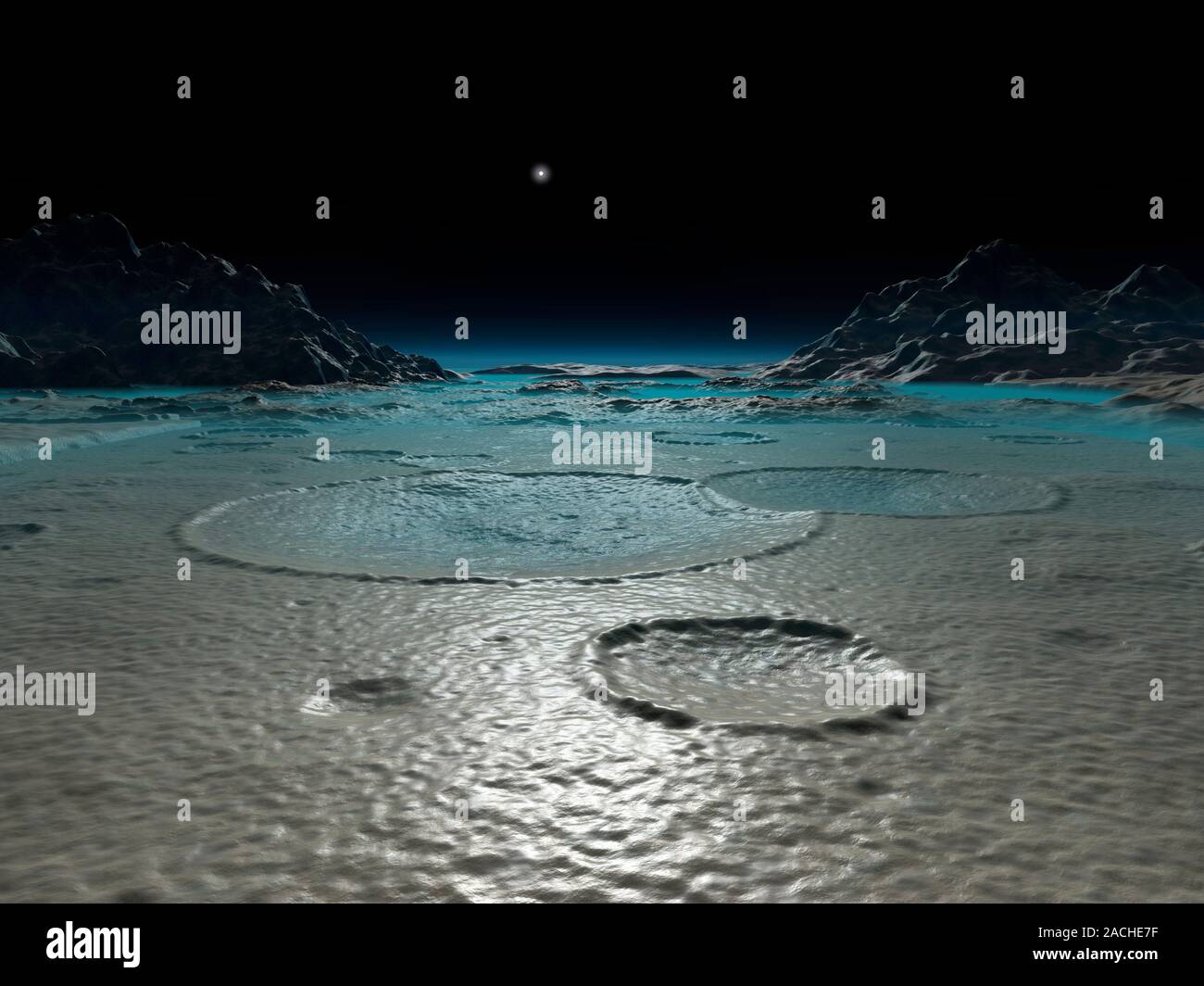 Triton's surface, artwork. Triton is the largest moon of the planet ...