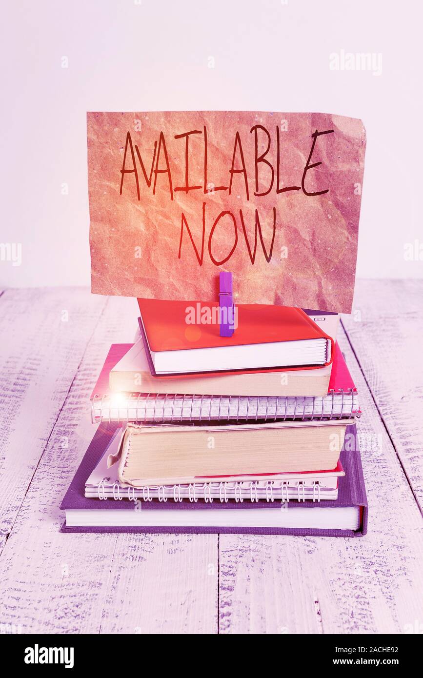 Writing note showing Available Now. Business concept for Handy Eligible ...