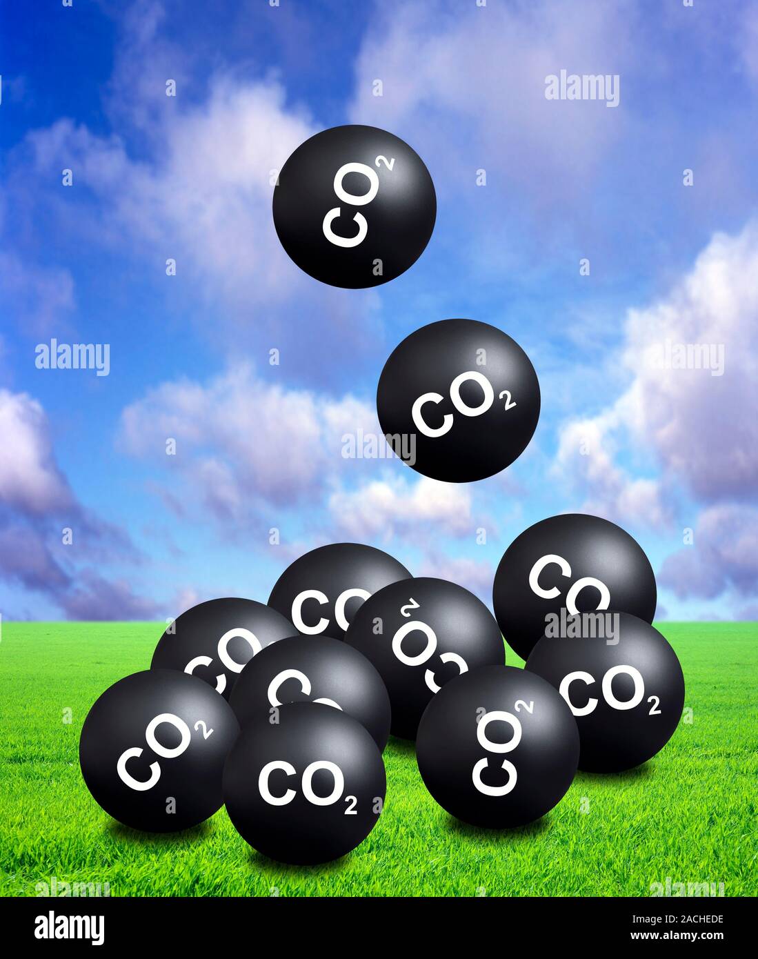 Carbon dioxide and climate change, conceptual artwork. This image, of ...