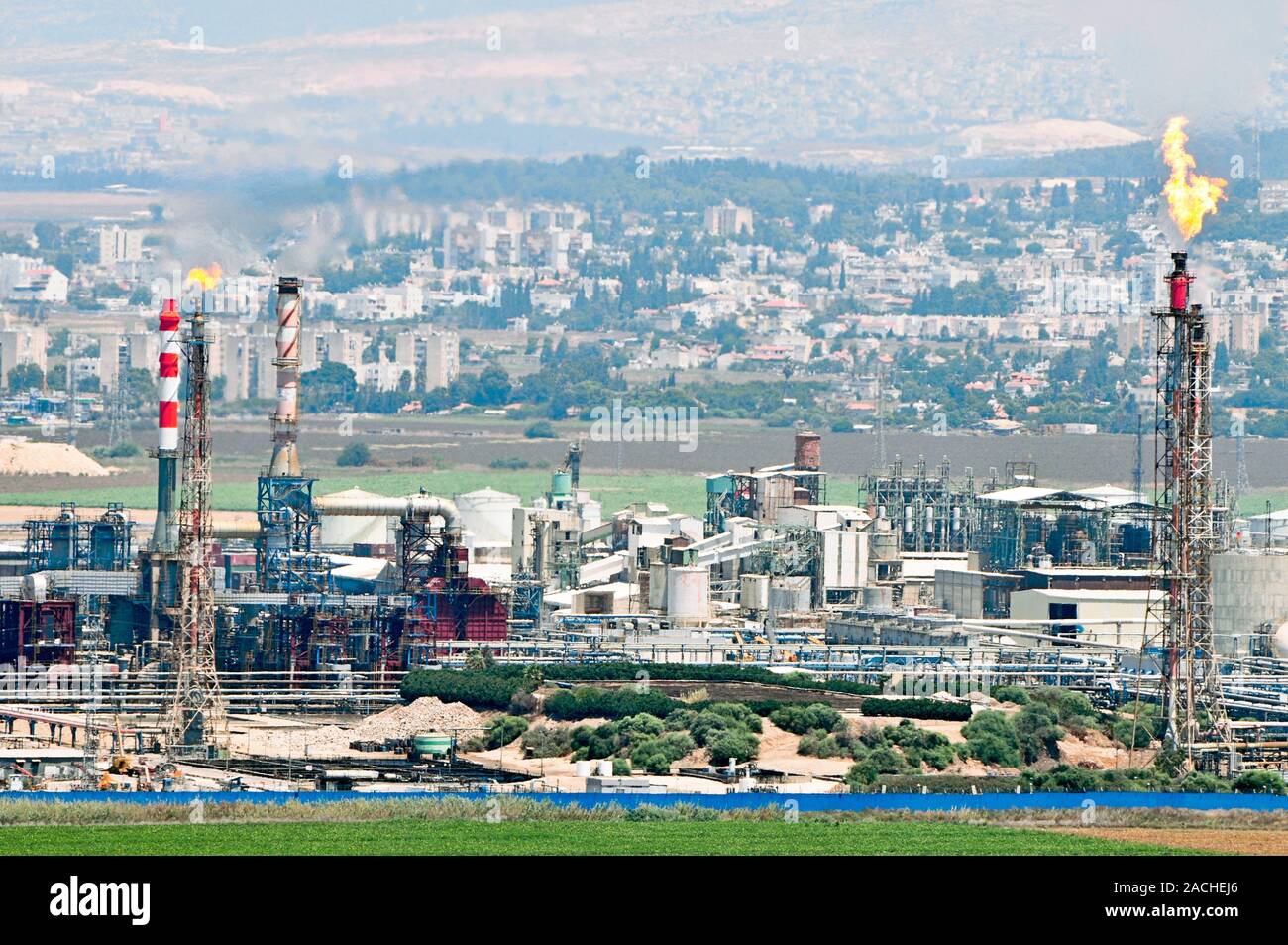 Haifa petrochemical plant. Photographed in Haifa Bay, Israel Stock ...