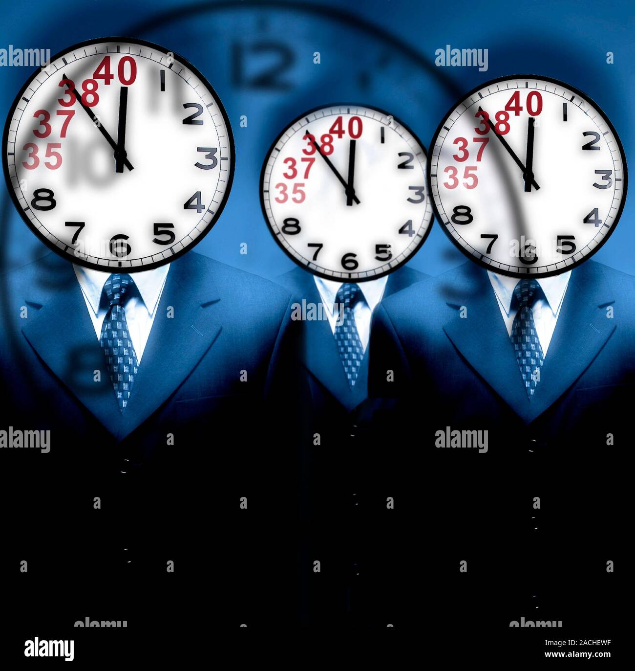 Working overtime, conceptual image. Computer artwork representing the ...