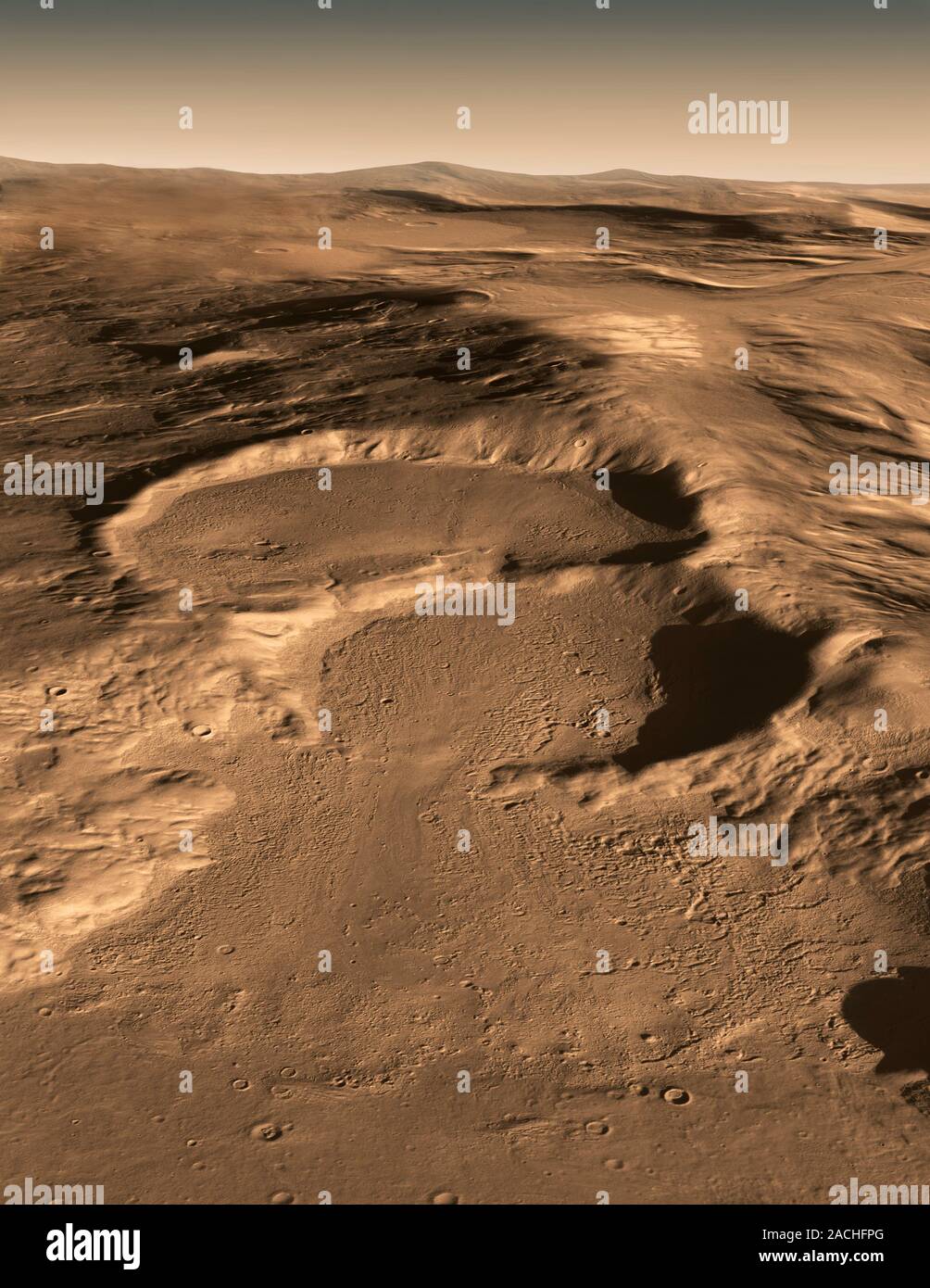 Martian craters. Mars Reconnaissance Orbiter image of three craters in ...