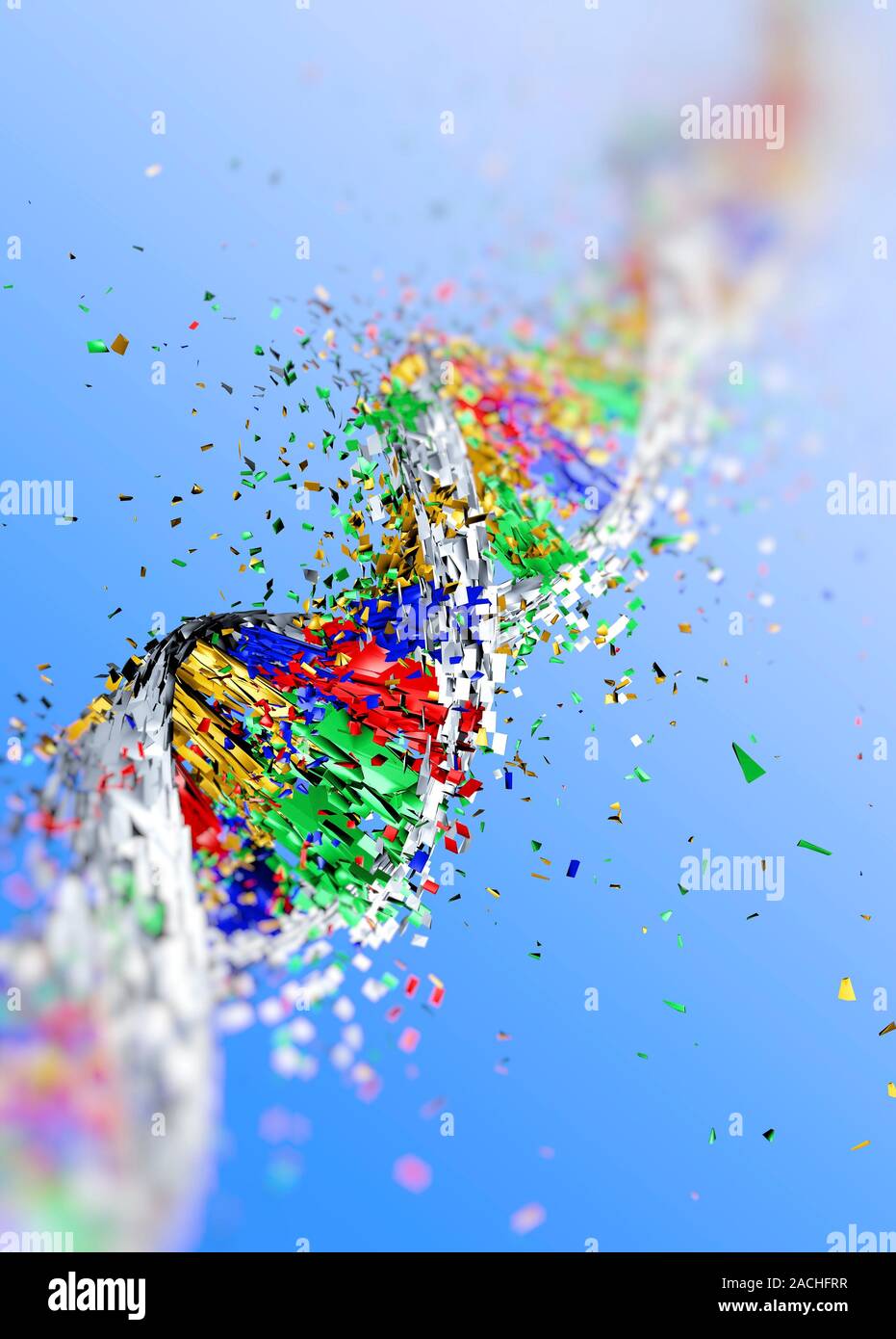 Computer artwork of a DNA broken into small fragments, depicting ...