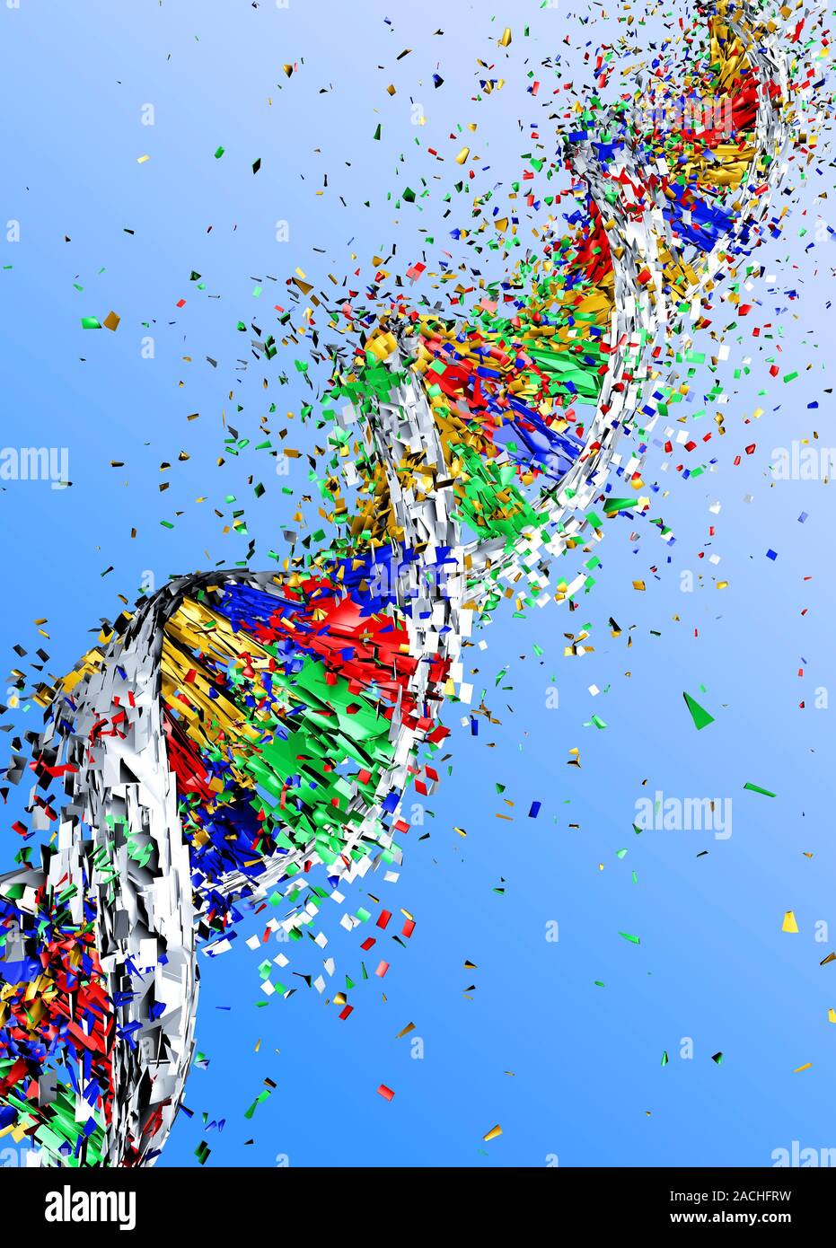 Computer artwork of a DNA broken into small fragments, depicting ...