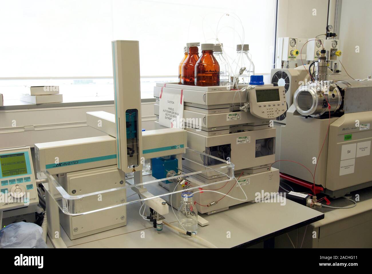 Mass spectrometer in a lab. Mass spectrometry uses strong magnetic and ...